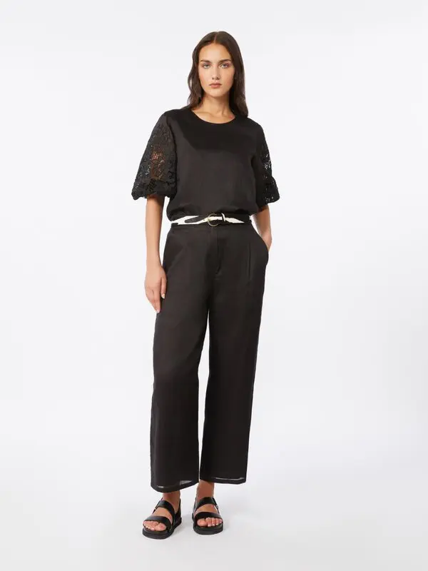 Max Mara Ramie Canvas Cropped Trousers