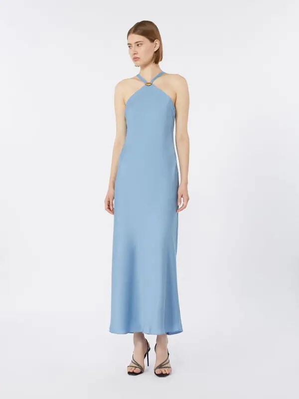 Max Mara Lightweight Satin Maxi Dress - Light Blue