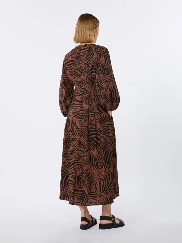 Max Mara Printed Cotton Poplin Midi Dress - Brown
