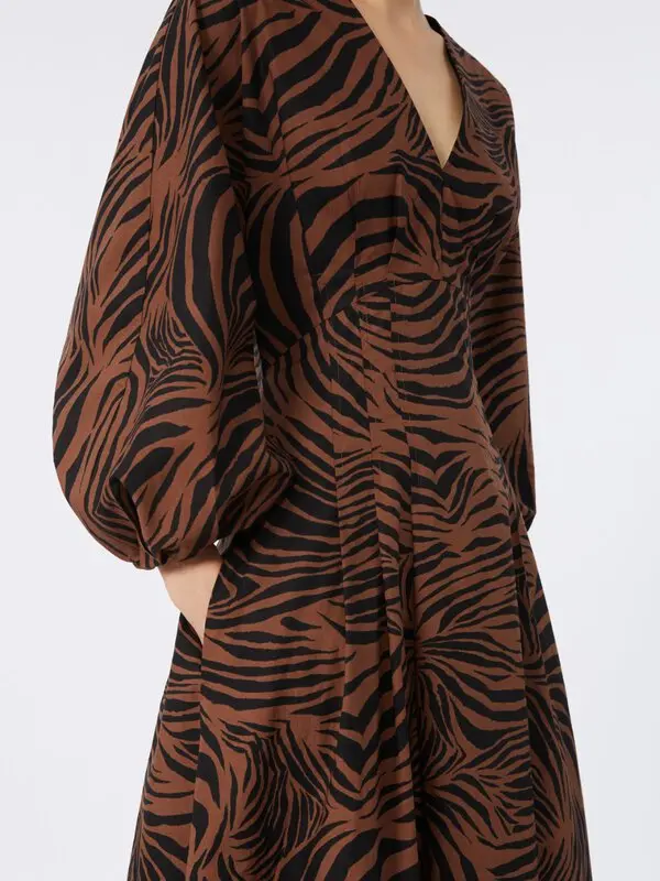 Max Mara Printed Cotton Poplin Midi Dress - Brown