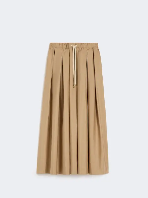 Max Mara Cotton Poplin A-line Pleated Skirt - Desert