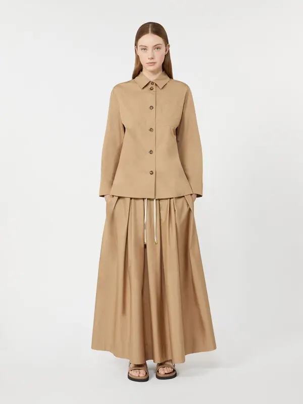 Max Mara Cotton Poplin A-line Pleated Skirt - Desert