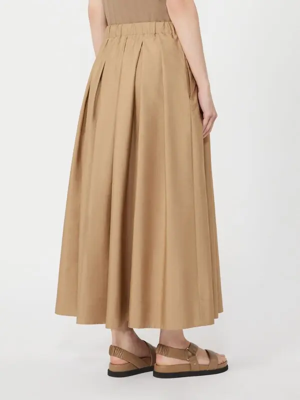 Max Mara Cotton Poplin A-line Pleated Skirt - Desert
