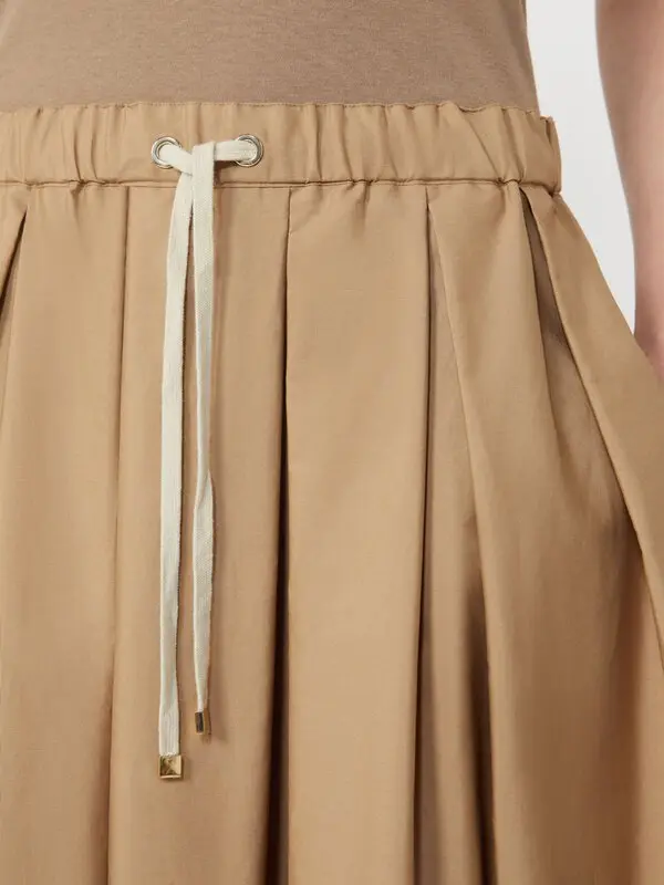 Max Mara Cotton Poplin A-line Pleated Skirt - Desert