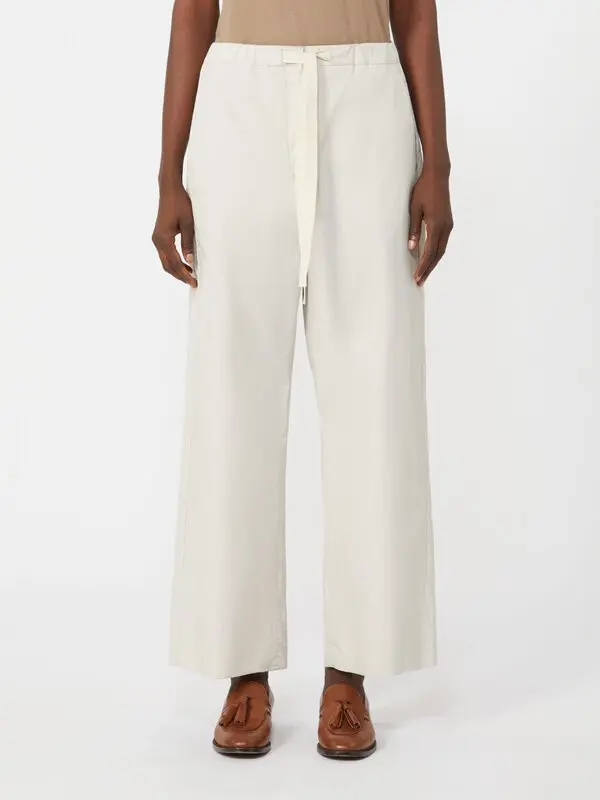 Max Mara Cotton Poplin Drawstring Trousers - Ice