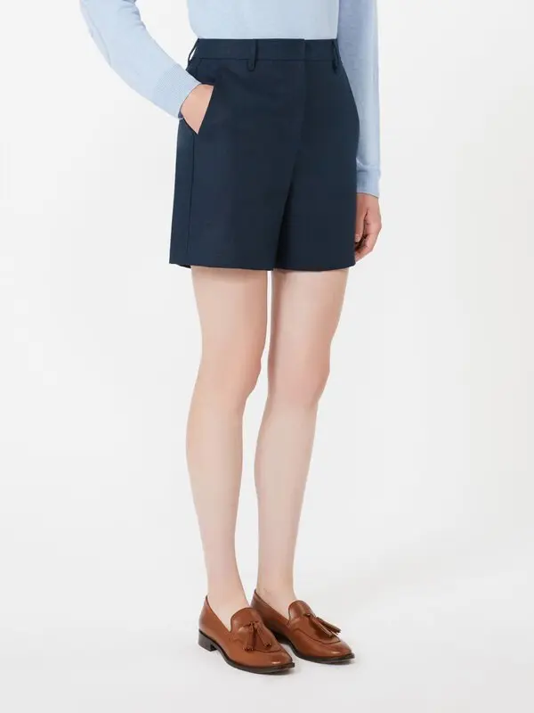 Max Mara Linen Basketweave Shorts - Midnightblue