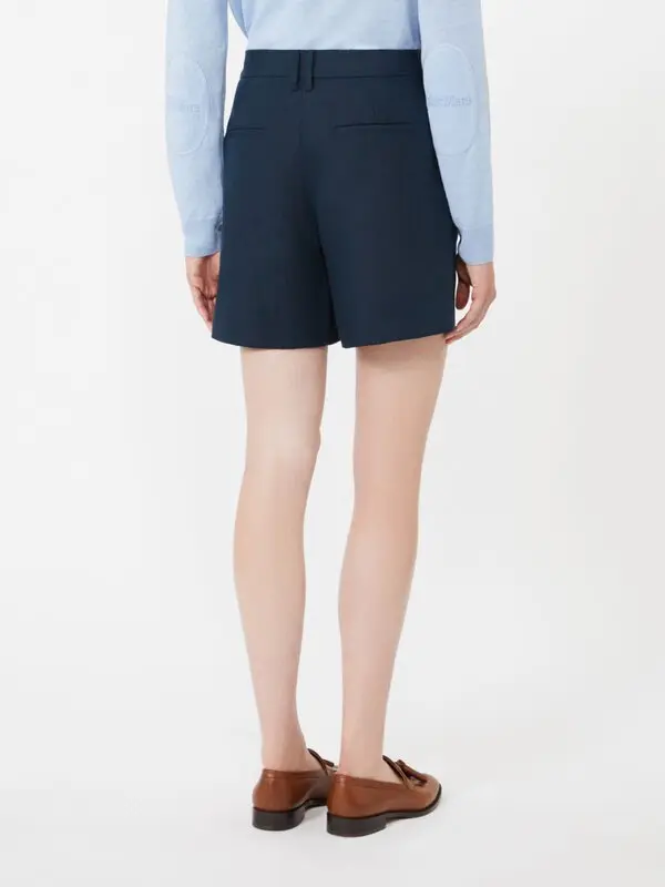 Max Mara Linen Basketweave Shorts - Midnightblue