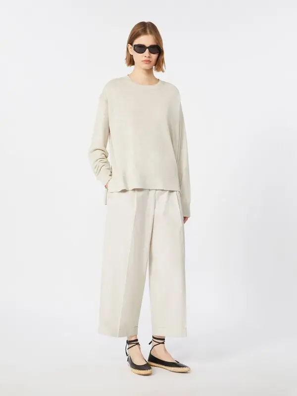 Max Mara Cotton Poplin Wide Leg Trousers