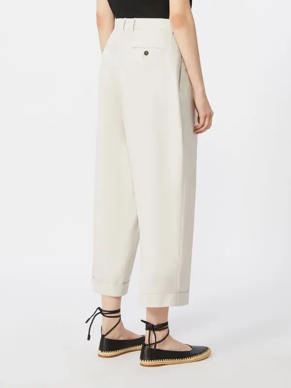 Max Mara Cotton Poplin Wide Leg Trousers