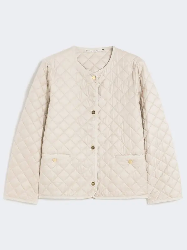 Max Mara Padded Water-repellent Canvas Round-neck Jacket - Natural