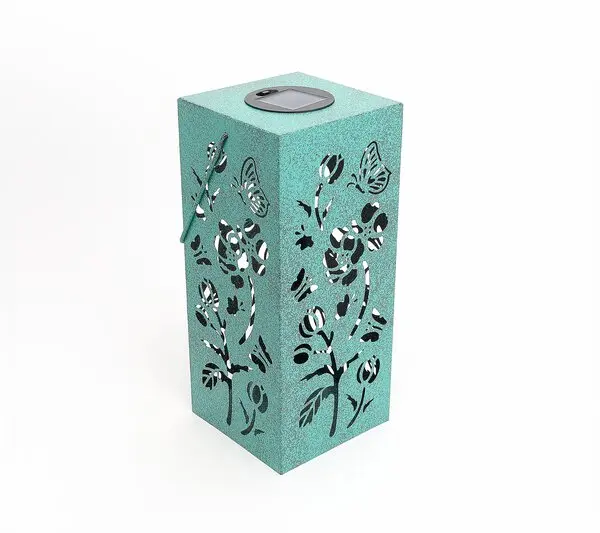 GARDEN REFLECTIONS Single Solar Lantern With Floral Design - One-color