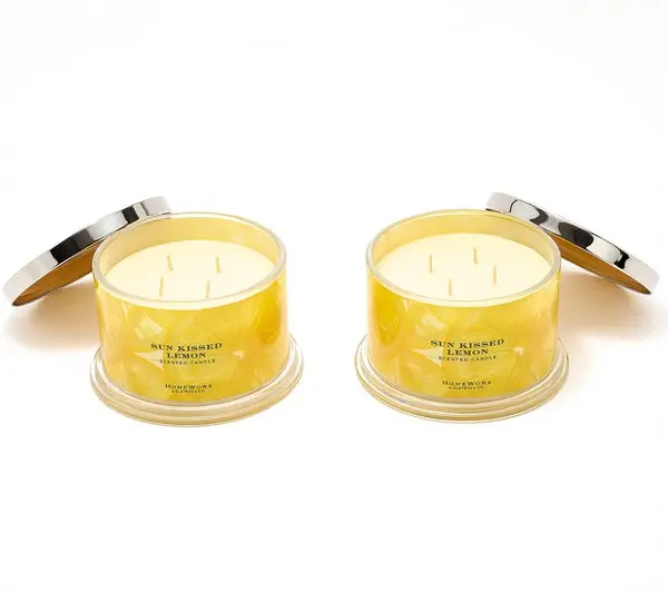 HOMEWORX BY SLATKIN + CO. S/2 18oz Sun Kissed Lemon Candles - One-color