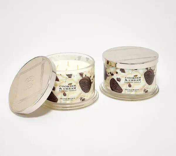 HOMEWORX BY SLATKIN + CO. Homeworx Slatking + Co. S/2 18oz Cookies & Cream Candles - One-color