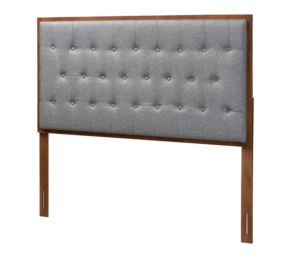 BAXTON STUDIO Harumi Grey And Walnut Brown Wood King Headboard - One-color