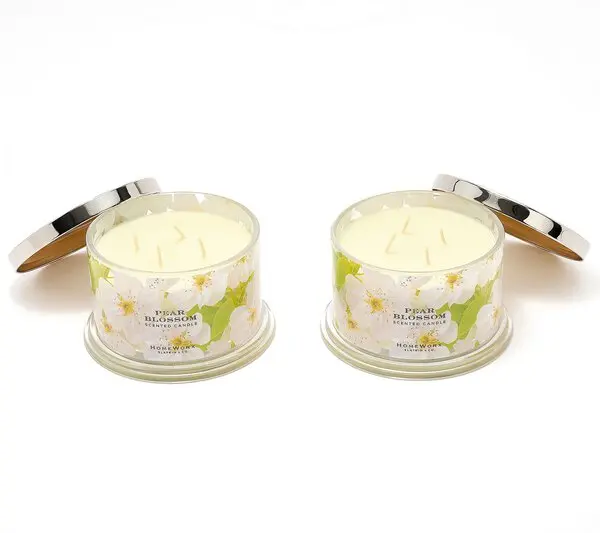 HOMEWORX BY SLATKIN + CO. S/2 18oz Pear Blossom Candles - One-color