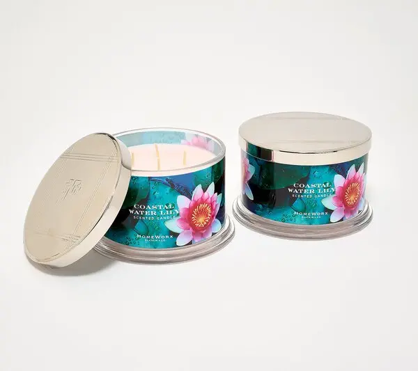 HOMEWORX BY SLATKIN + CO. S/2 18oz Coastal Wat Lily Candles - One-color