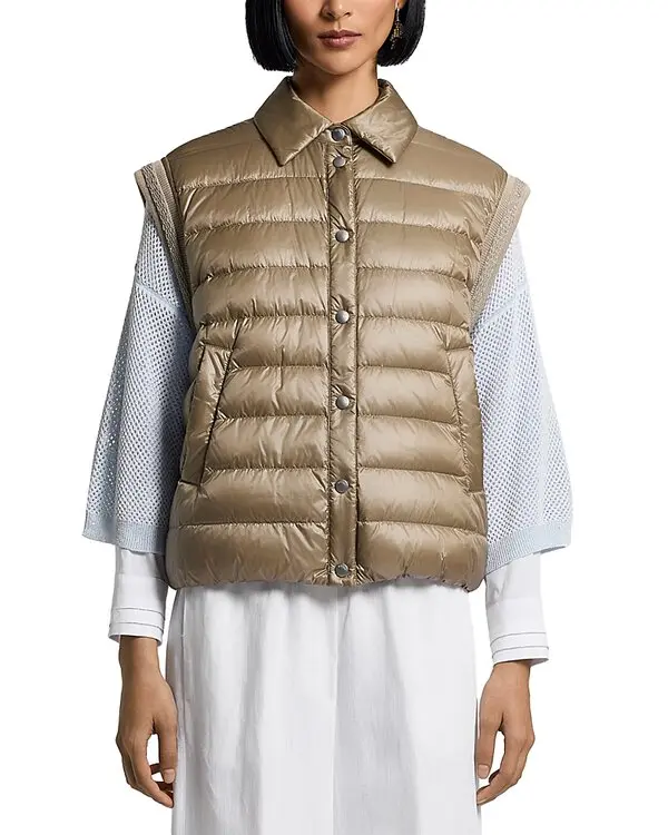 Peserico Quilted Puffer Vest - Olive Leaf