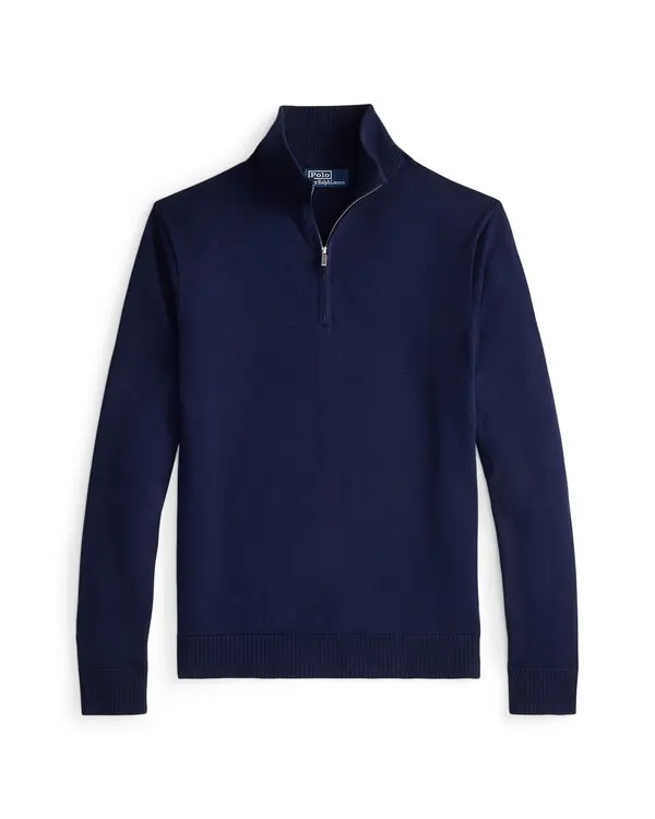 Polo Ralph Lauren Cotton Quarter Zip Mock Neck Sweater - Navy