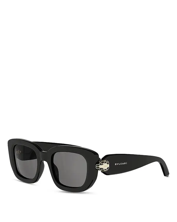 BVLGARI Serpenti Forever Rectangular Sunglasses, 50mm - Shiny Black/smoke
