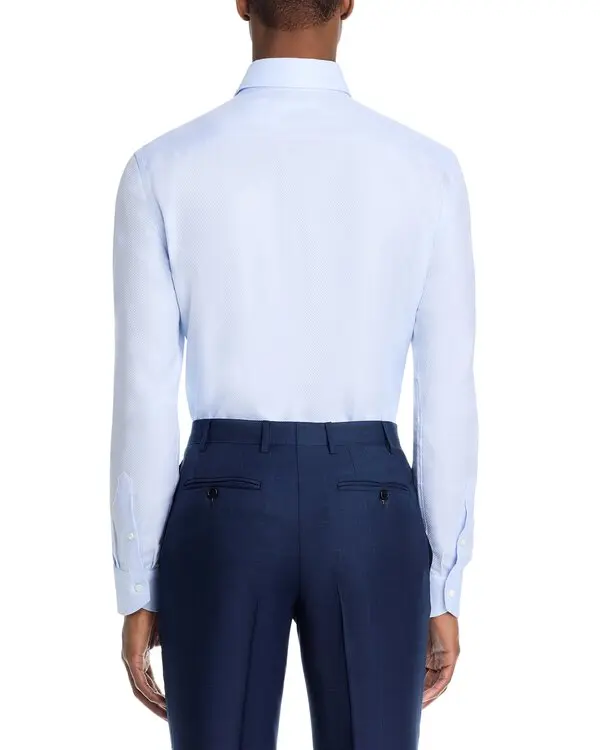 Canali Regular Fit Geo Weave Dress Shirt - Blue