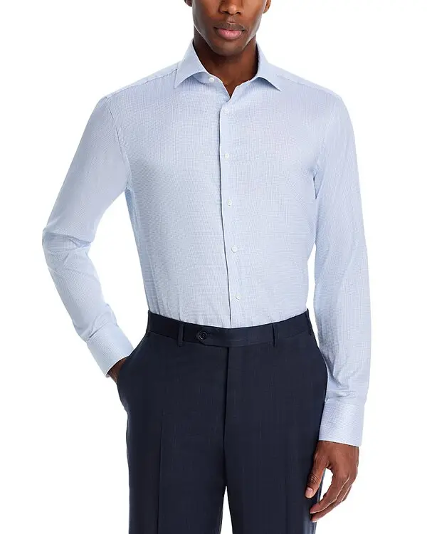 Canali Regular Fit Micro Check Dress Shirt