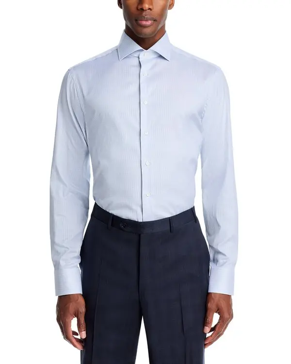 Canali Regular Fit Micro Check Dress Shirt
