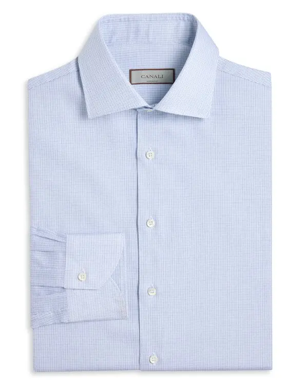 Canali Regular Fit Micro Check Dress Shirt