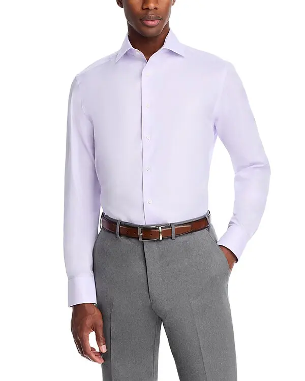 Canali Regular Fit Micro Textured Solid Dress Shirt
