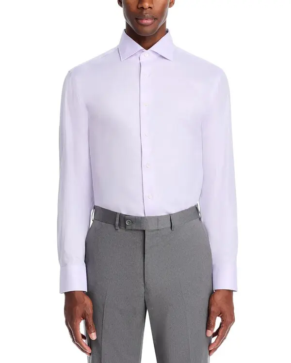 Canali Regular Fit Micro Textured Solid Dress Shirt