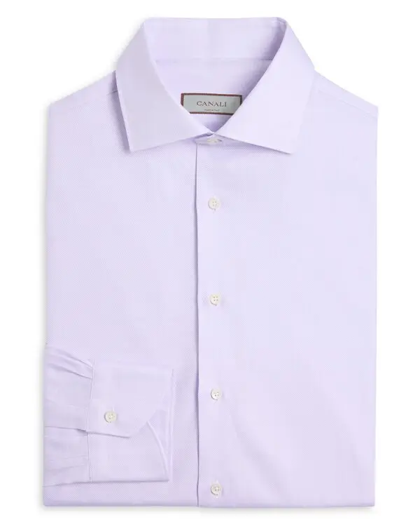 Canali Regular Fit Micro Textured Solid Dress Shirt