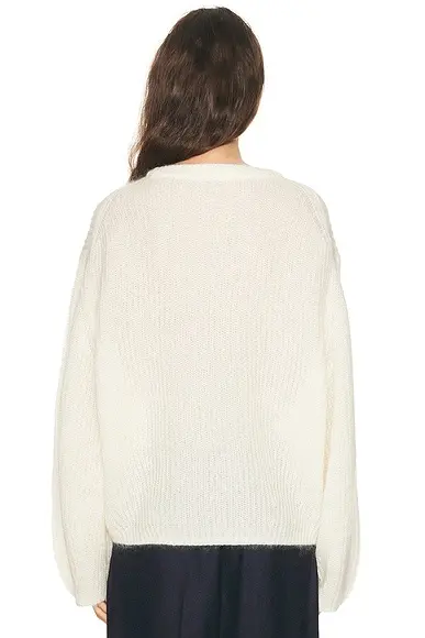 TOTEME Mohair Blend Rib Knit Sweater - Ecru