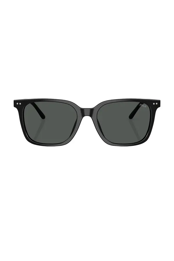 Polo Ralph Lauren Square Frame Sunglasses - Shiny Black & Dark Grey