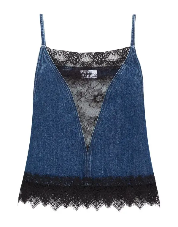 OFF-WHITE™ Denim And Lace Top