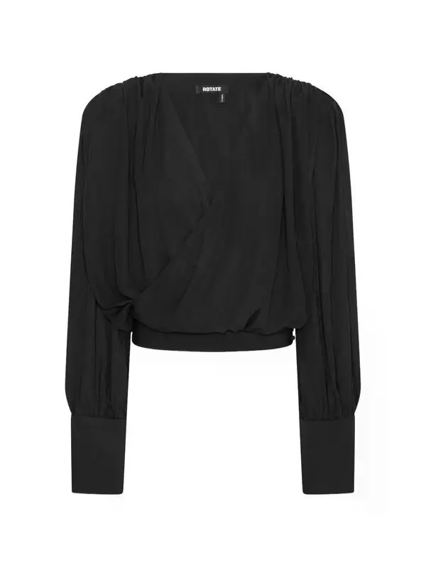 ROTATE BY BIRGER CHRISTENSEN Long Sleeve V-neck Blouse - Black