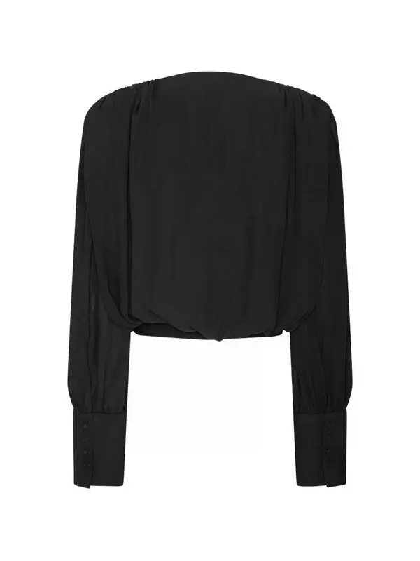 ROTATE BY BIRGER CHRISTENSEN Long Sleeve V-neck Blouse - Black