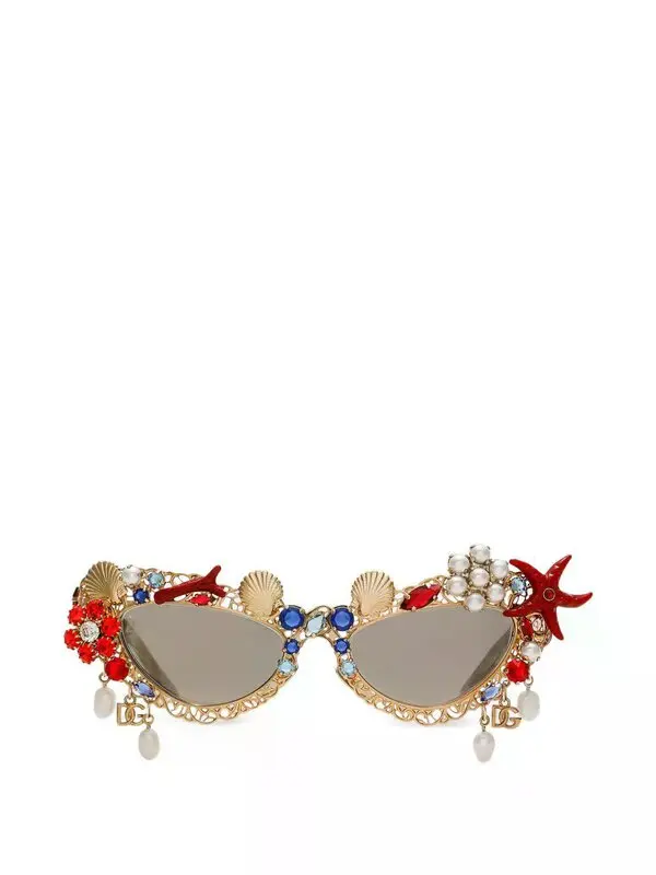 Dolce & Gabbana Embellished Frame Sunglasses - Gold