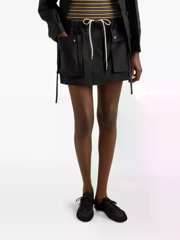 Prada Flap-pocket Drawstring Mini Skirt