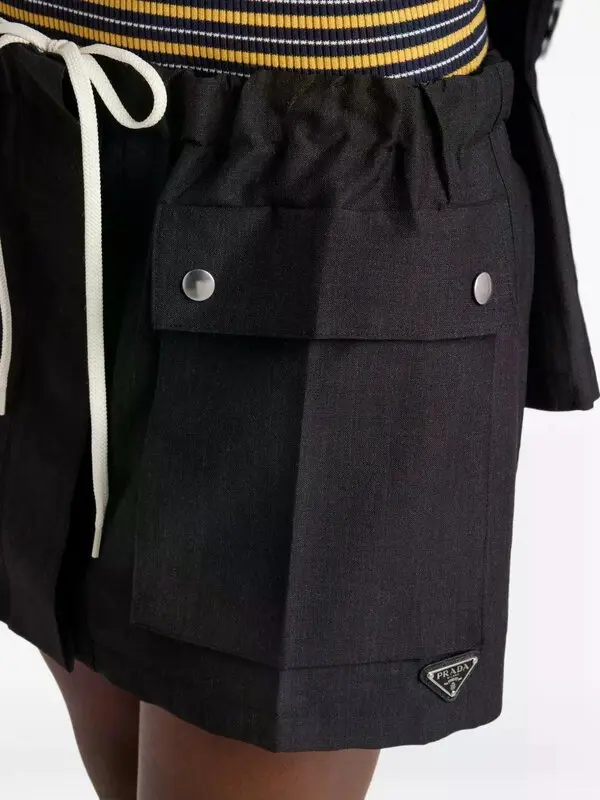 Prada Flap-pocket Drawstring Mini Skirt