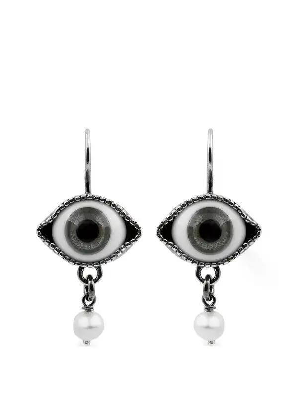 GEM KINGDOM Eye Glass Drop Earrings - Silver