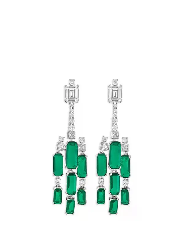 Isharya Doublet Emerald Drop Earrings - Silver