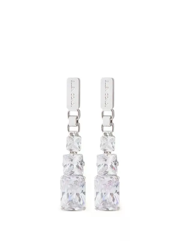 ELLEN CONDE Crystal Drop Earrings - Silver