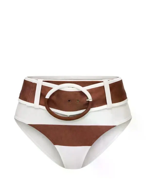 Cult Gaia Striped Belted Bikini Bottom - White