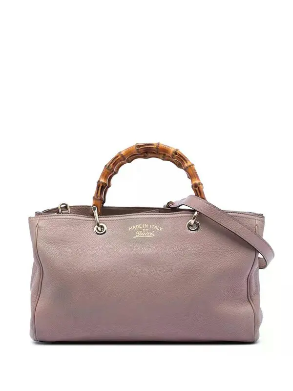 Gucci 2016-2026 Medium Calfskin Bamboo Shopper Satchel - Brown