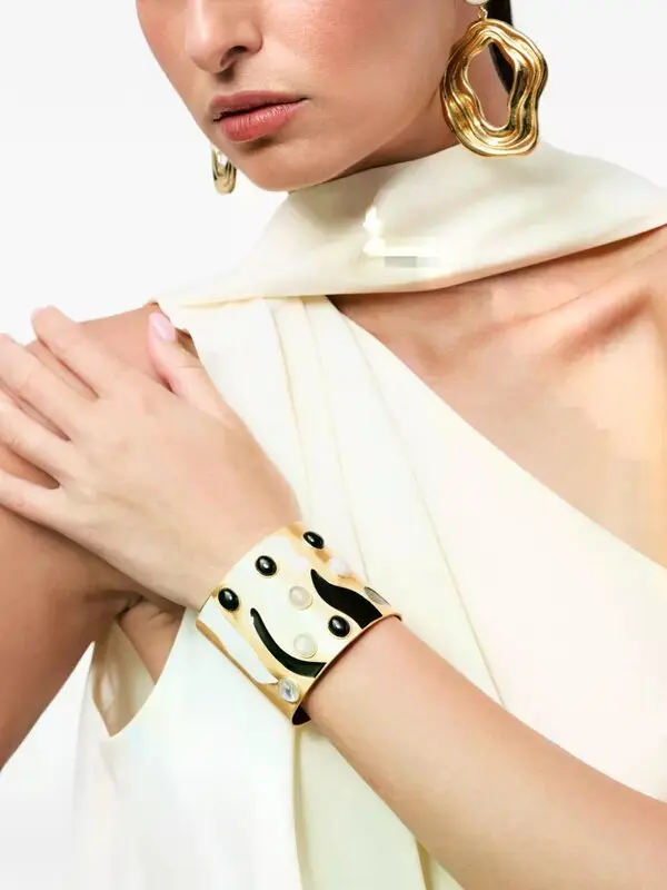 Boheme Onyx Zebra Cuff Bracelet - Gold
