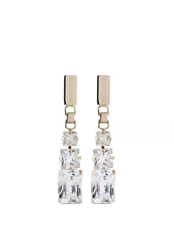 ELLEN CONDE Rectangular Crystal Drop Earrings