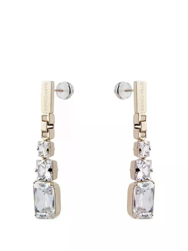 ELLEN CONDE Rectangular Crystal Drop Earrings