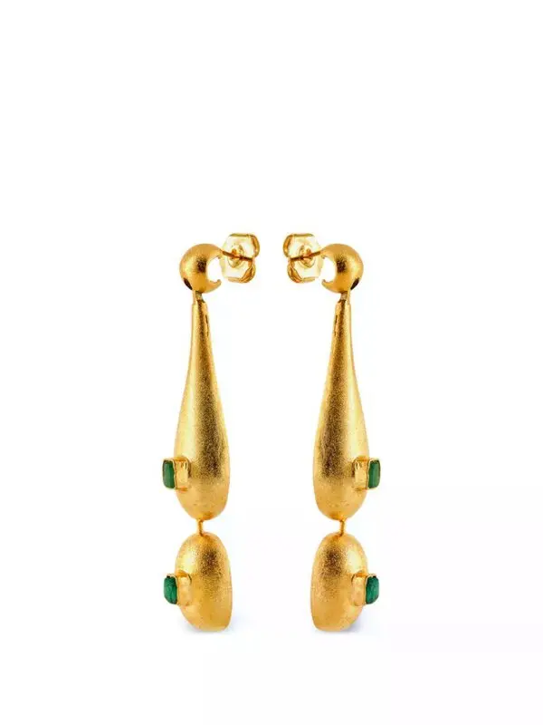 FENOMENA Long-plated Emerald Dangle Earrings