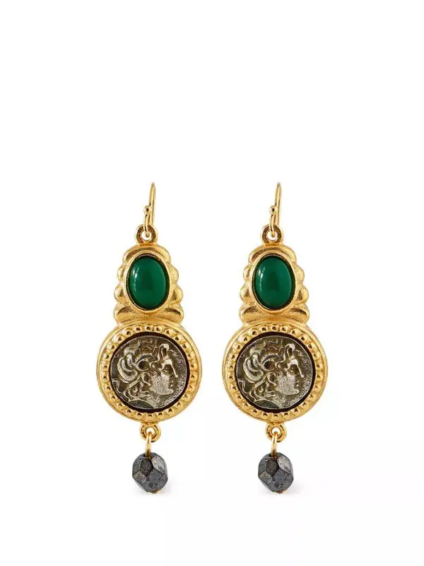 BEN-AMUN Stone Face Drop Earrings - Gold