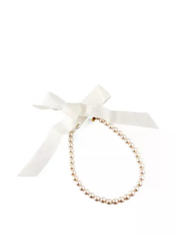 Moschino Pearl Ribbon Necklace - Gold