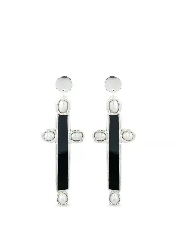 POISON DROP LAB Cross Drop Earrings - Black